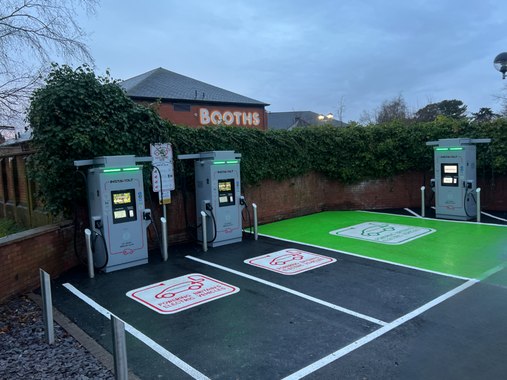Booths electric car chargers instavolt