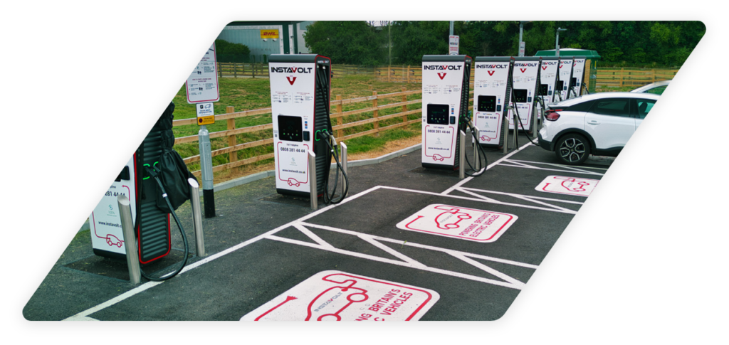 Booths electric car chargers instavolt