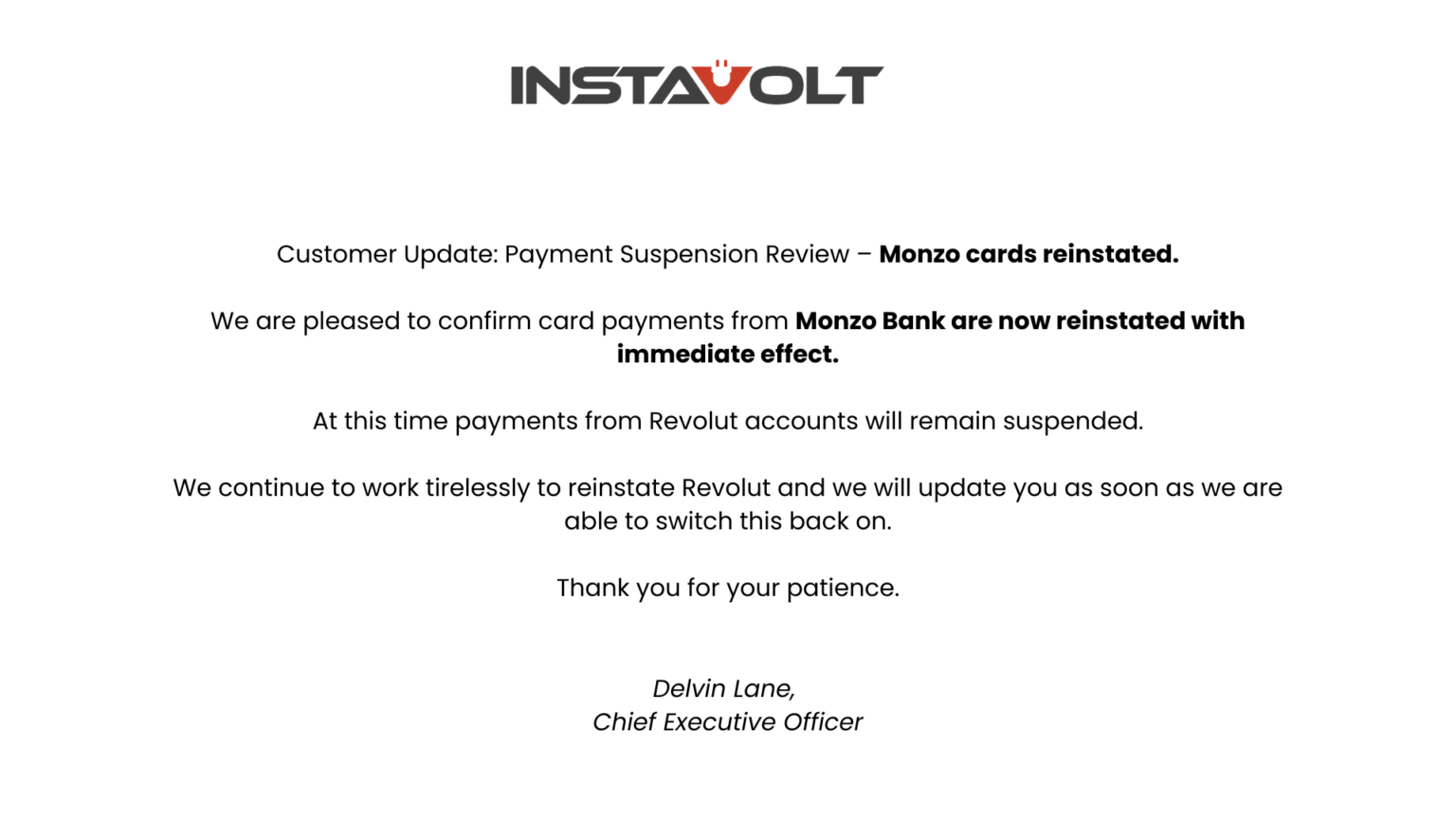 Customer Update: Payment Suspension Review – Monzo cards reinstated ...